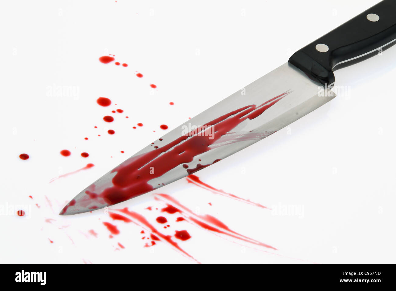 A knife smeared with blood. A murder weapon. Symbolic picture crime ...