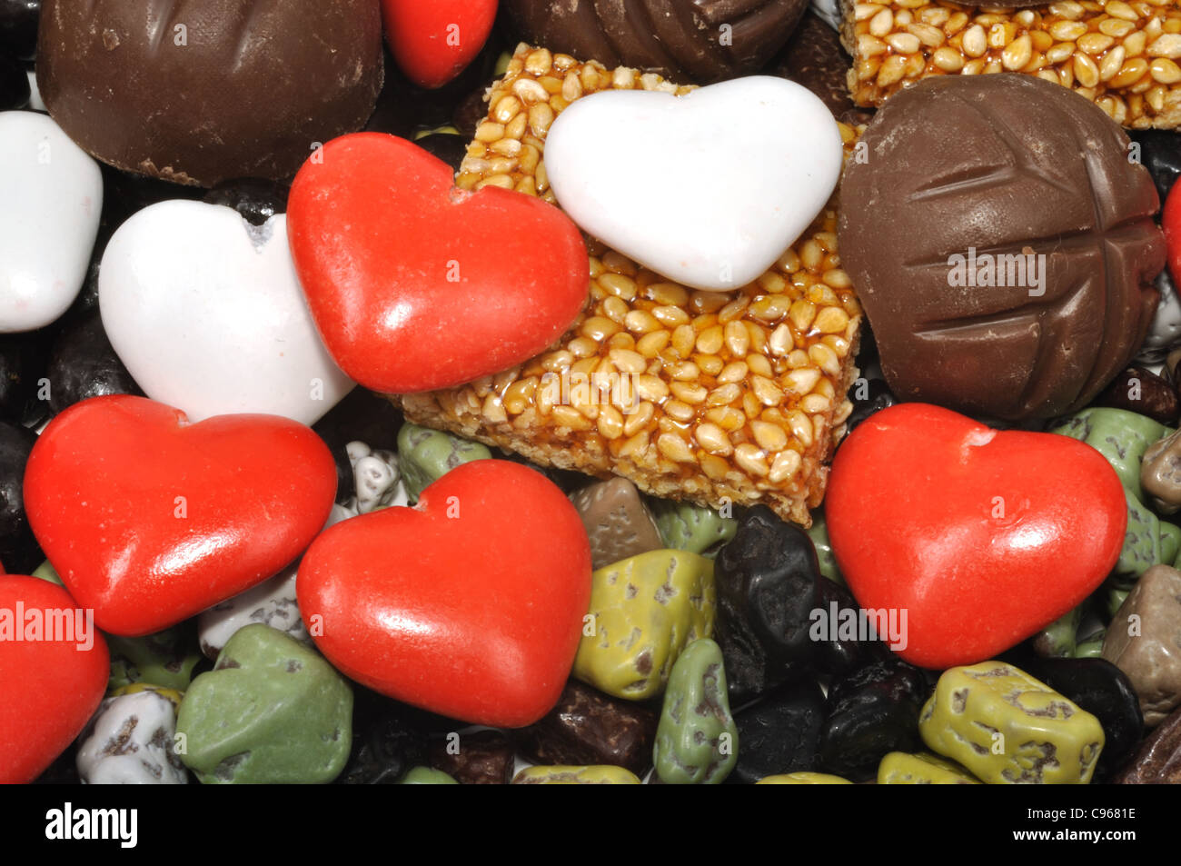 Assortment of delicious gourmet chocolates and sweets Stock Photo - Alamy