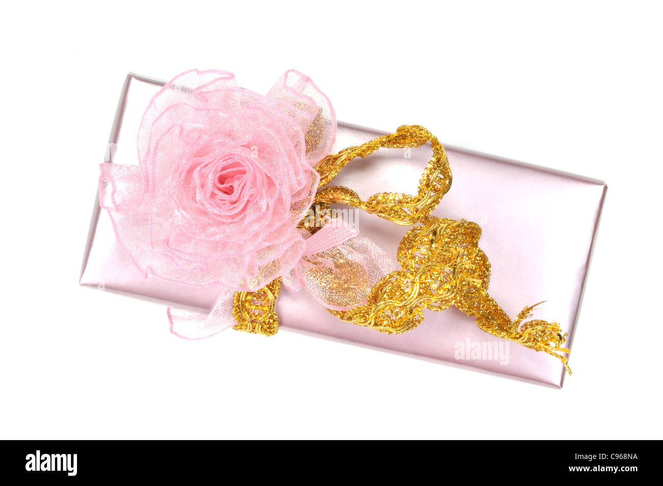 Beautiful Christmas pink gift box, isolated on white Stock Photo - Alamy