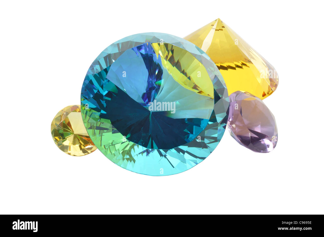 Colorful diamonds on a white background, with clipping path Stock Photo ...