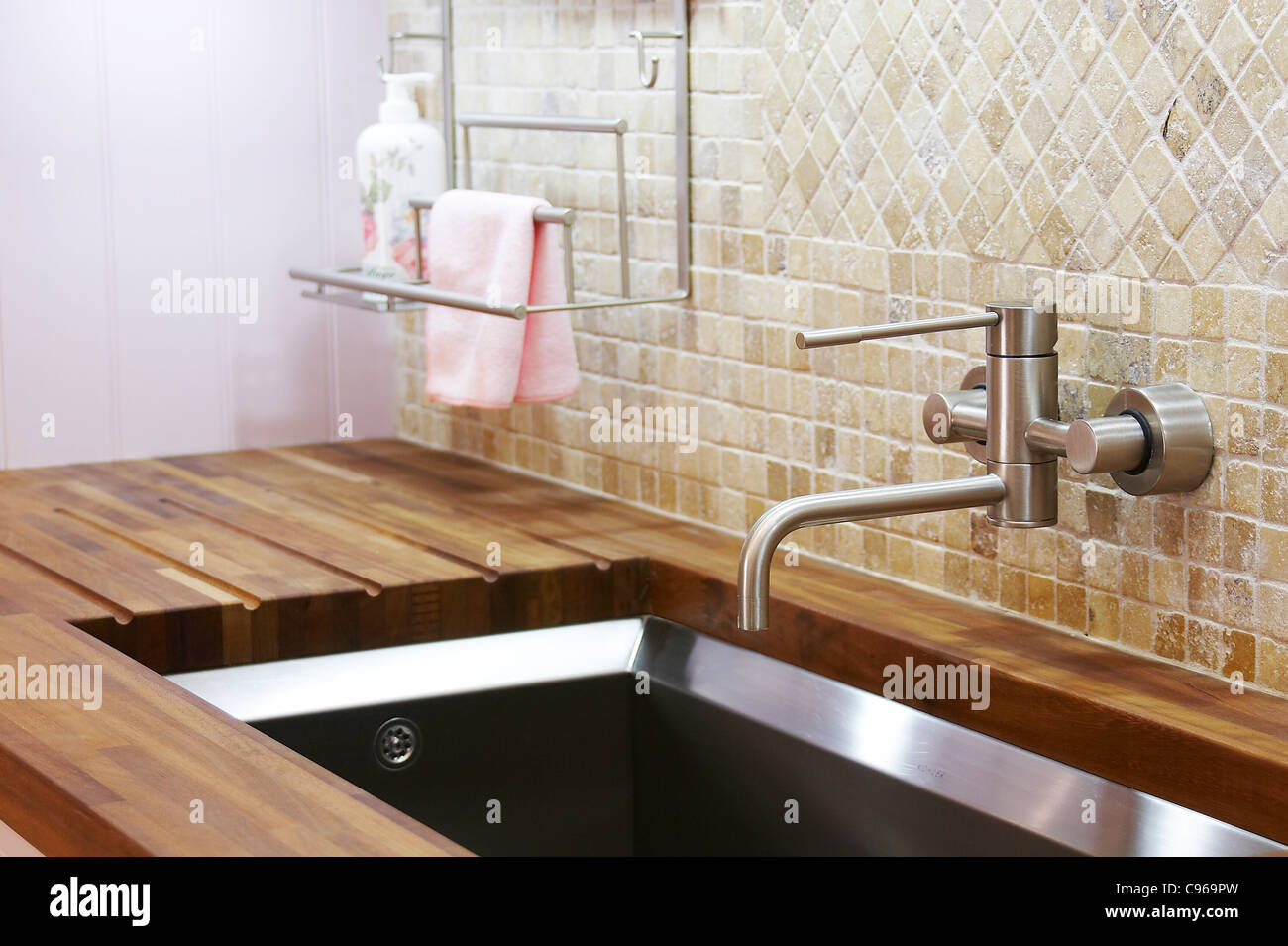 Modern kitchen interior detail of sink Stock Photo - Alamy