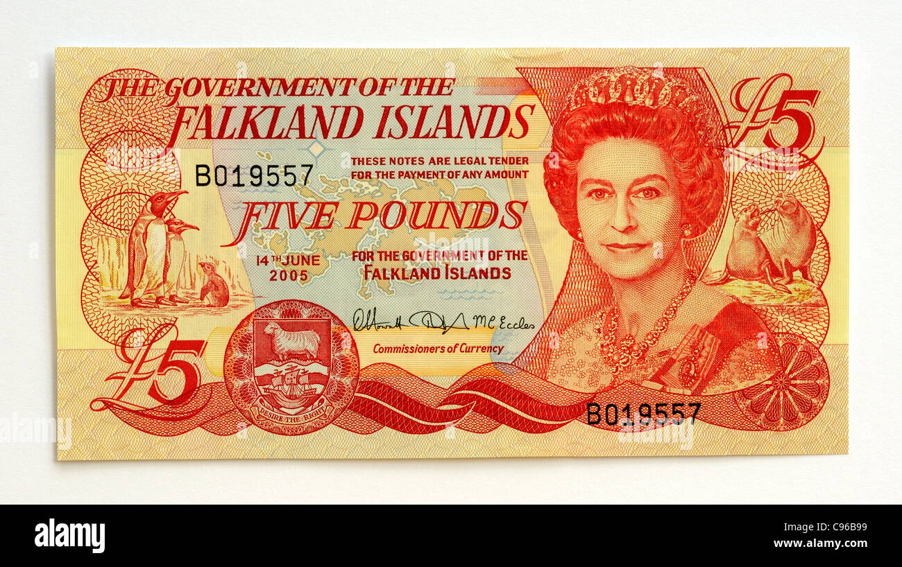 Falkland Islands 5 Five Pounds Bank Note Stock Photo - Alamy