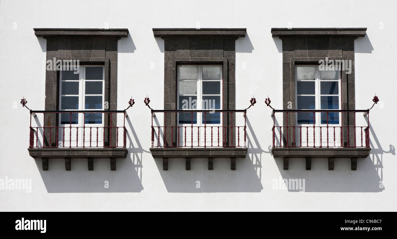 Typical windows with balcony of Azores, Portugal Stock Photo - Alamy