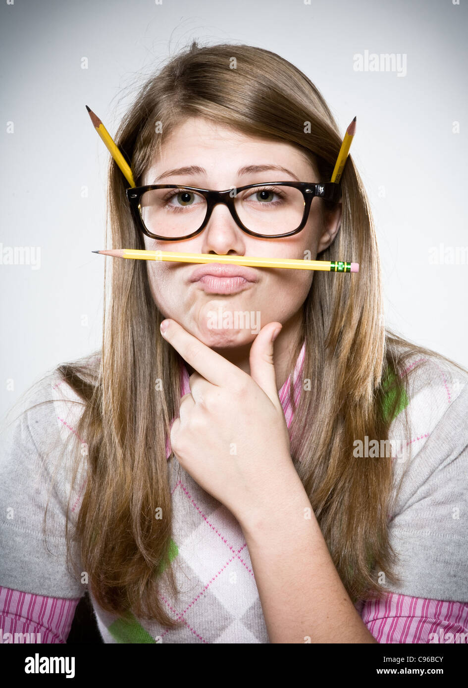Girl acting goofy Stock Photo - Alamy