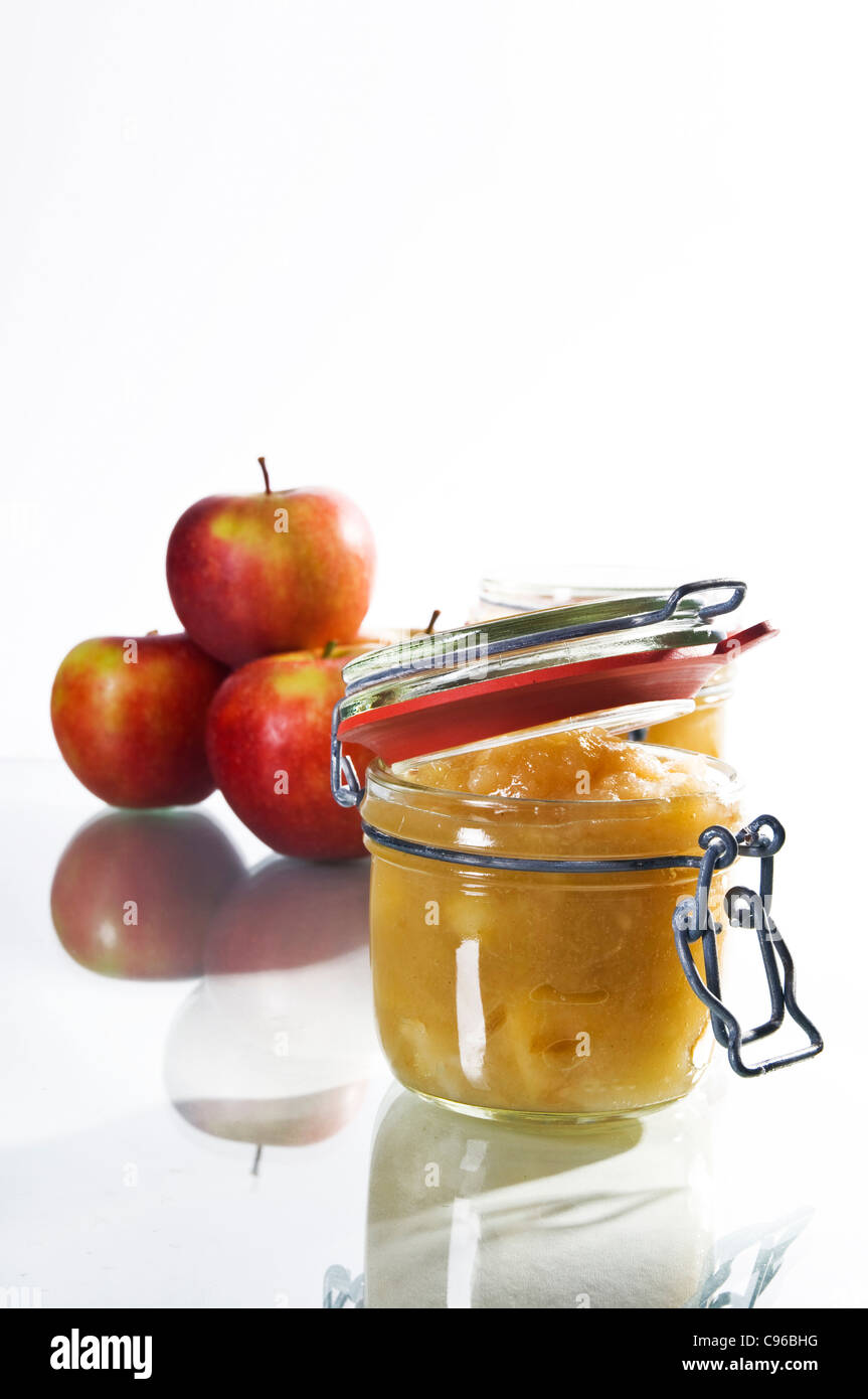 Apple compote in jar Stock Photo - Alamy