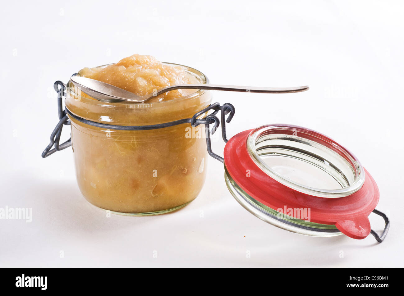 Apple compote in jar Stock Photo - Alamy
