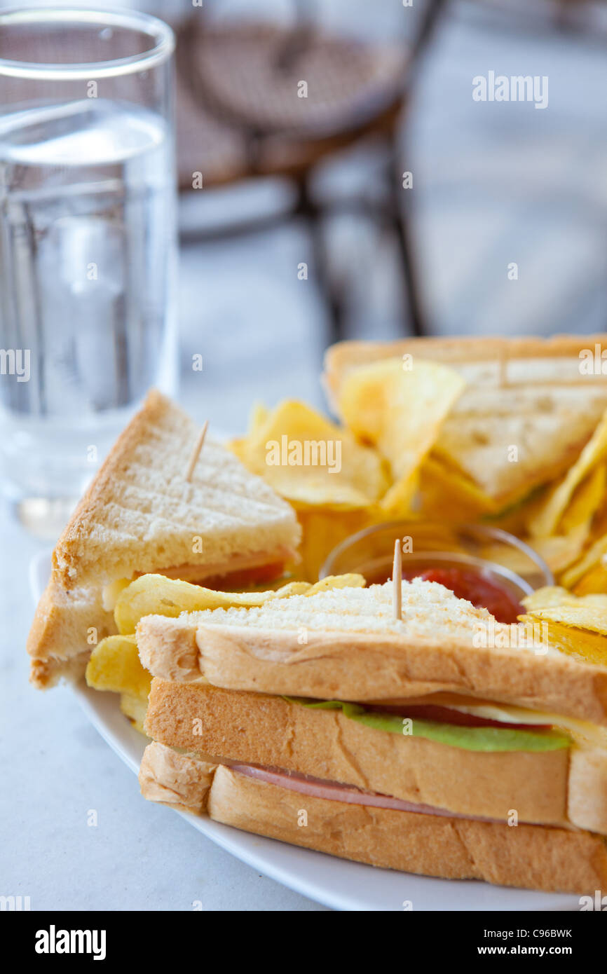 Club Sandwich at outdoor cafe Stock Photo - Alamy