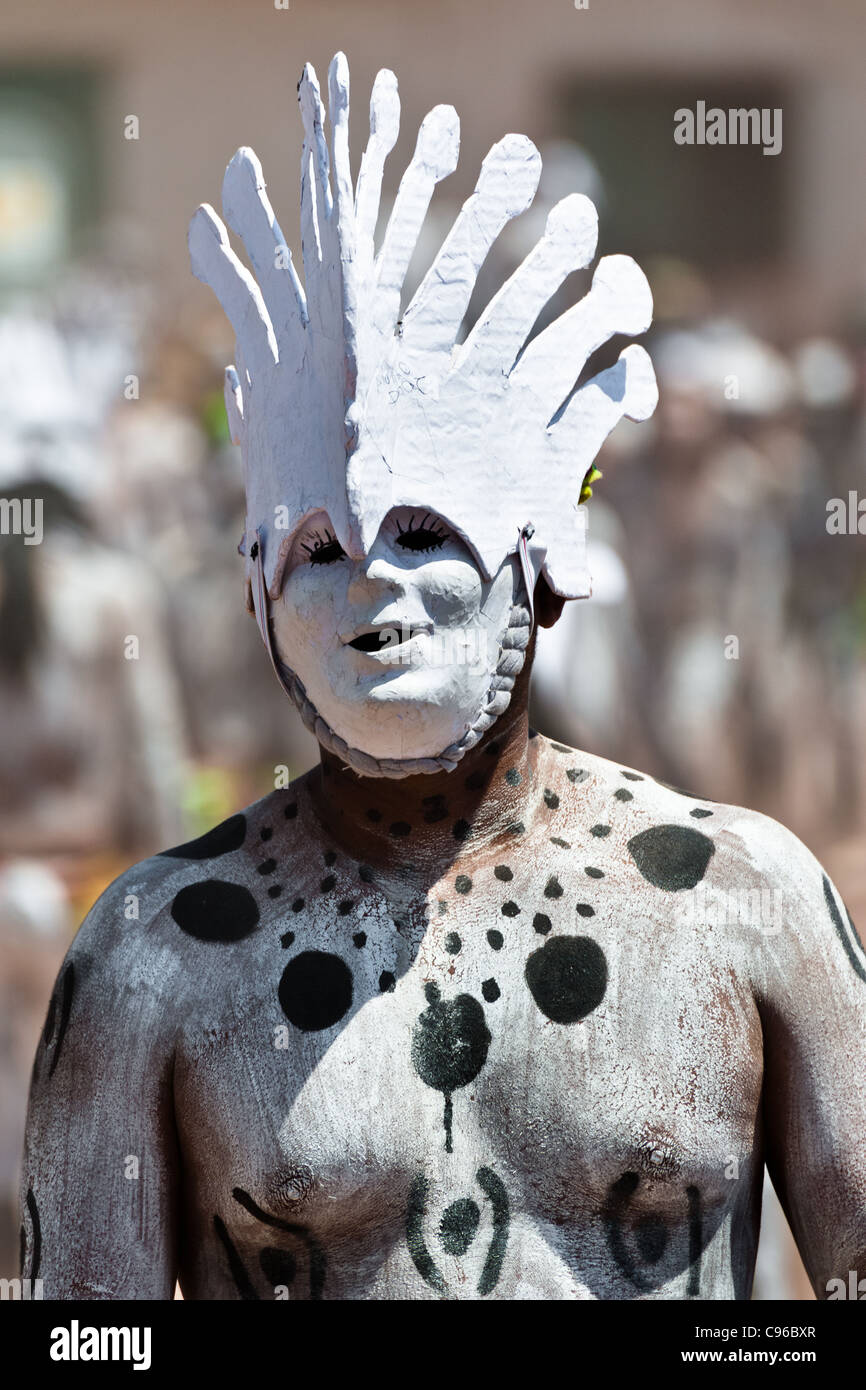 A Cora Indian man, wearing a demon mask, takes a part in the religious ...