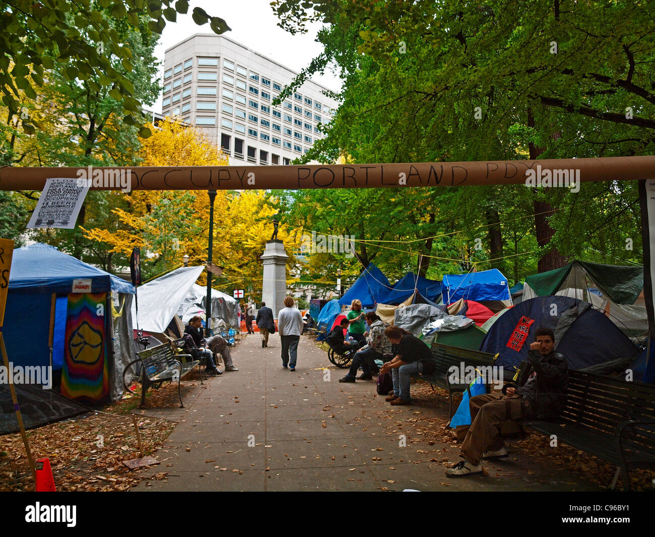 Portland Oregon Demonstration Gathering Crowd People Protest Rally High ...
