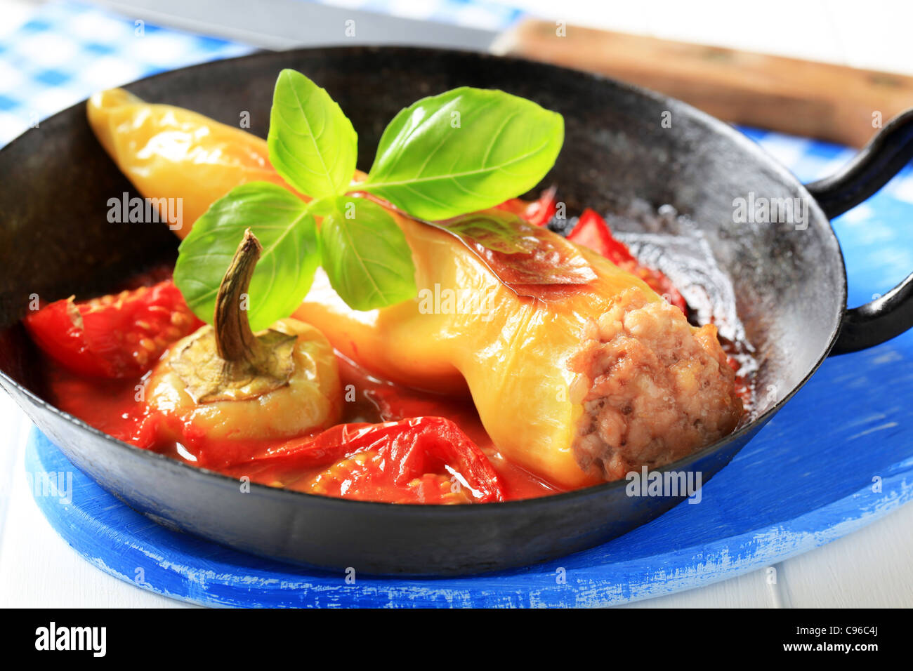 Yellow pepper stuffed with minced meat Stock Photo - Alamy