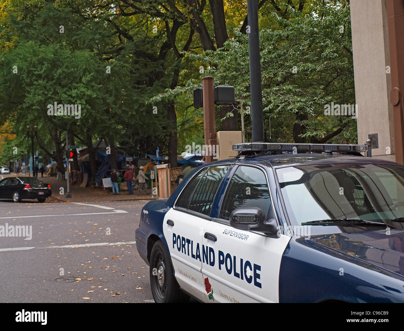 Portland, Oregon Police car. Downtown Portland. The Occupy Portland ...
