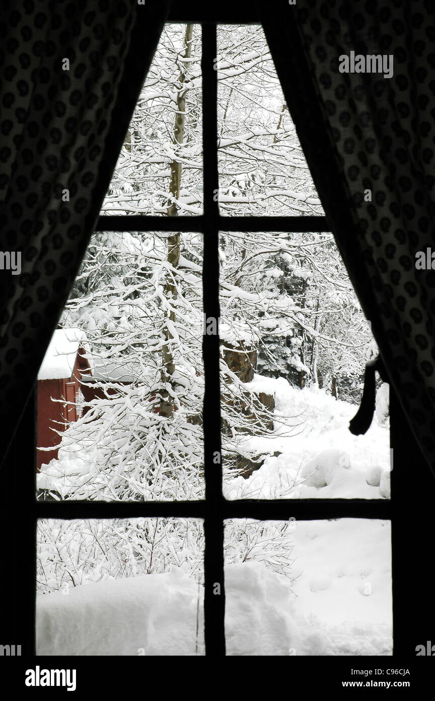 Winter Snow Scene Through Window High Resolution Stock Photography and ...
