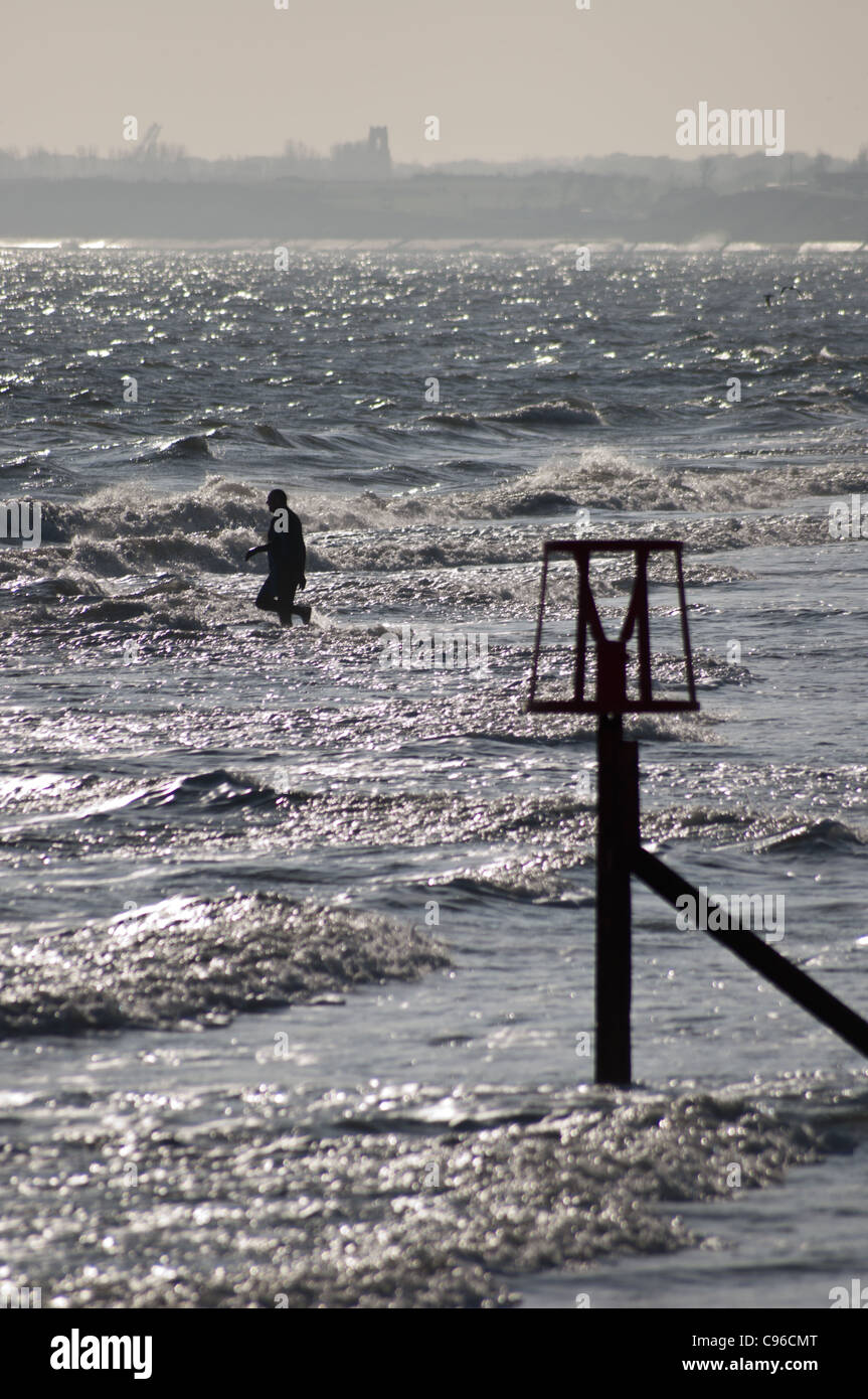 Man swimming in winter north sea Stock Photo - Alamy