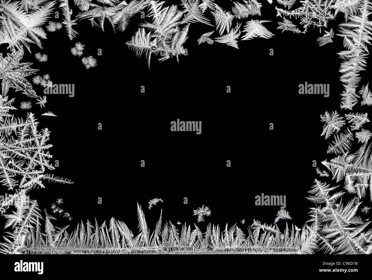 Border frame made of ice frost crystals on a window Stock Photo - Alamy