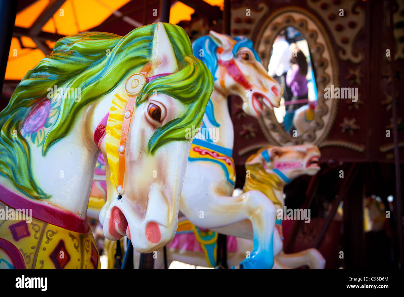 Horses on a carousel Stock Photo - Alamy