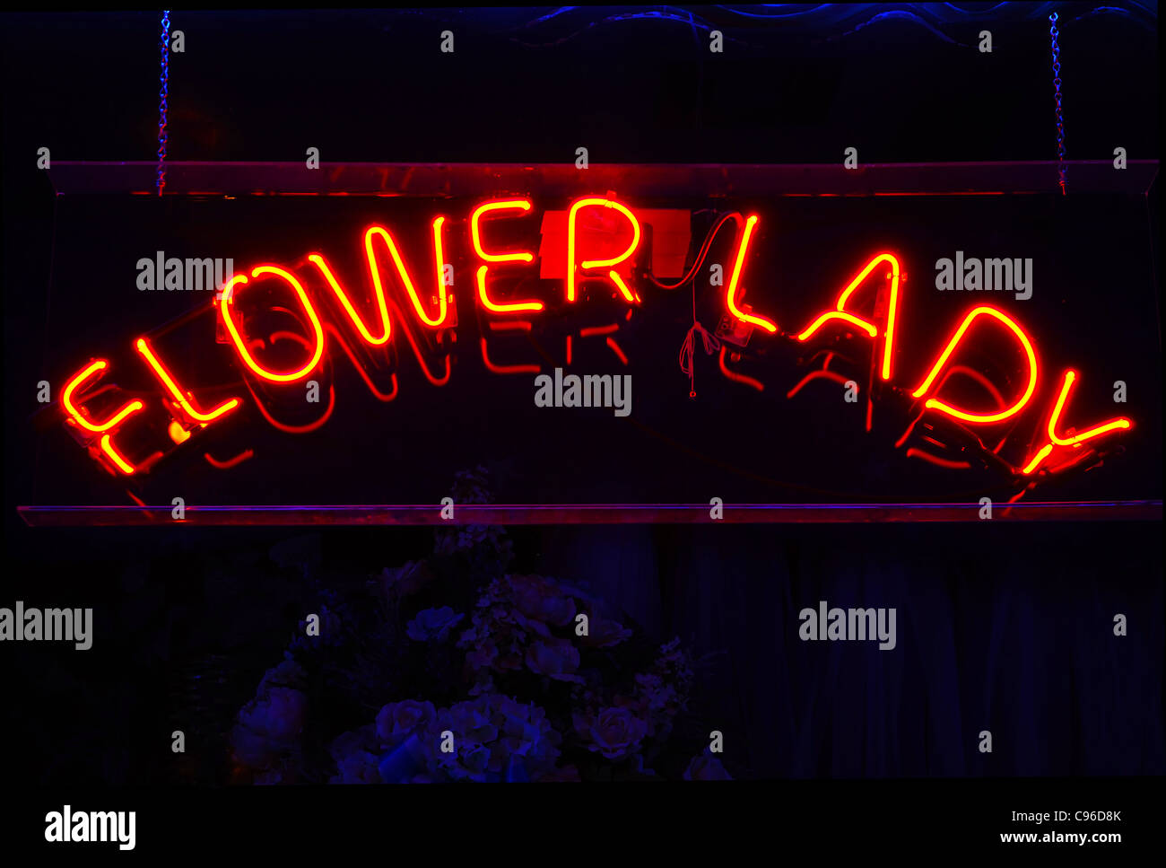 Flower Lady neon sign Stock Photo - Alamy