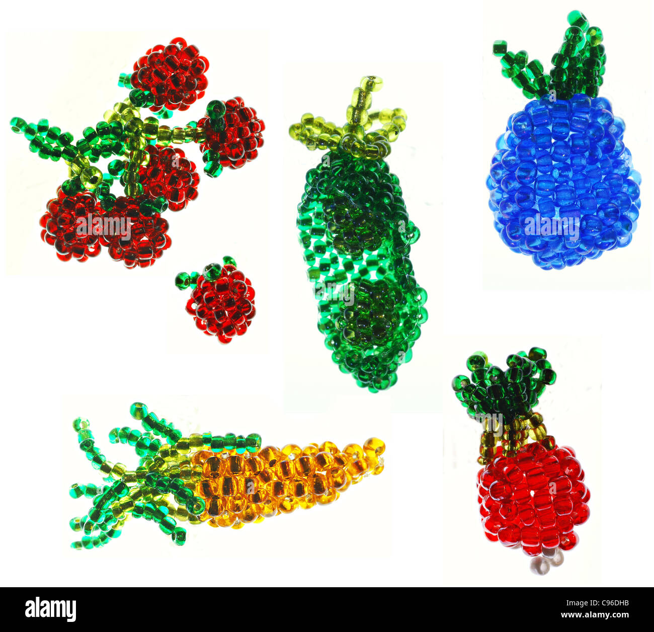 Variety of fruits and vegetables created with seed beads Stock Photo ...
