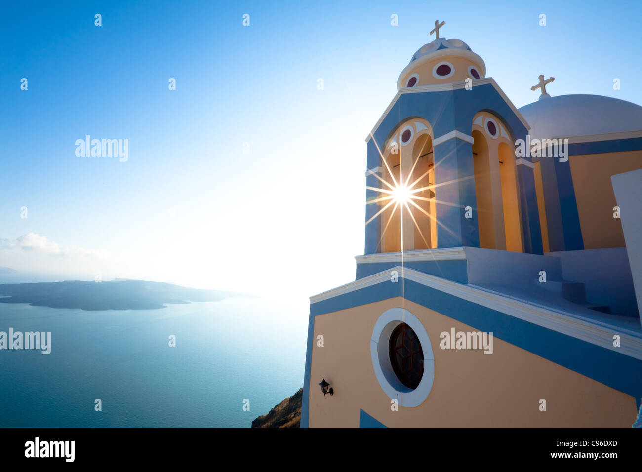 Hillside Church in Fira, Greece Stock Photo - Alamy