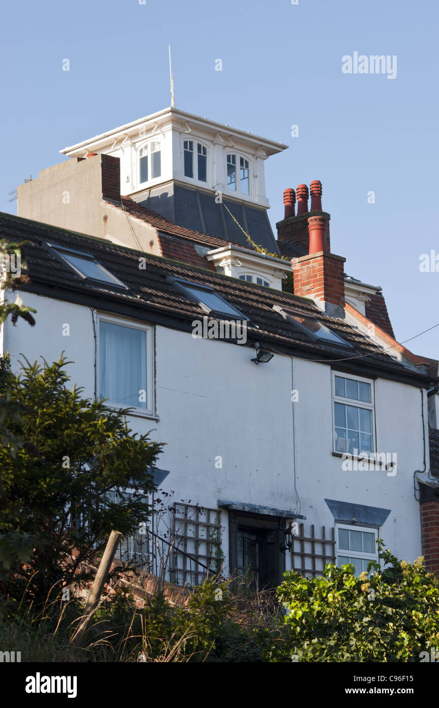 House with lookout on roof to look out to sea Stock Photo - Alamy