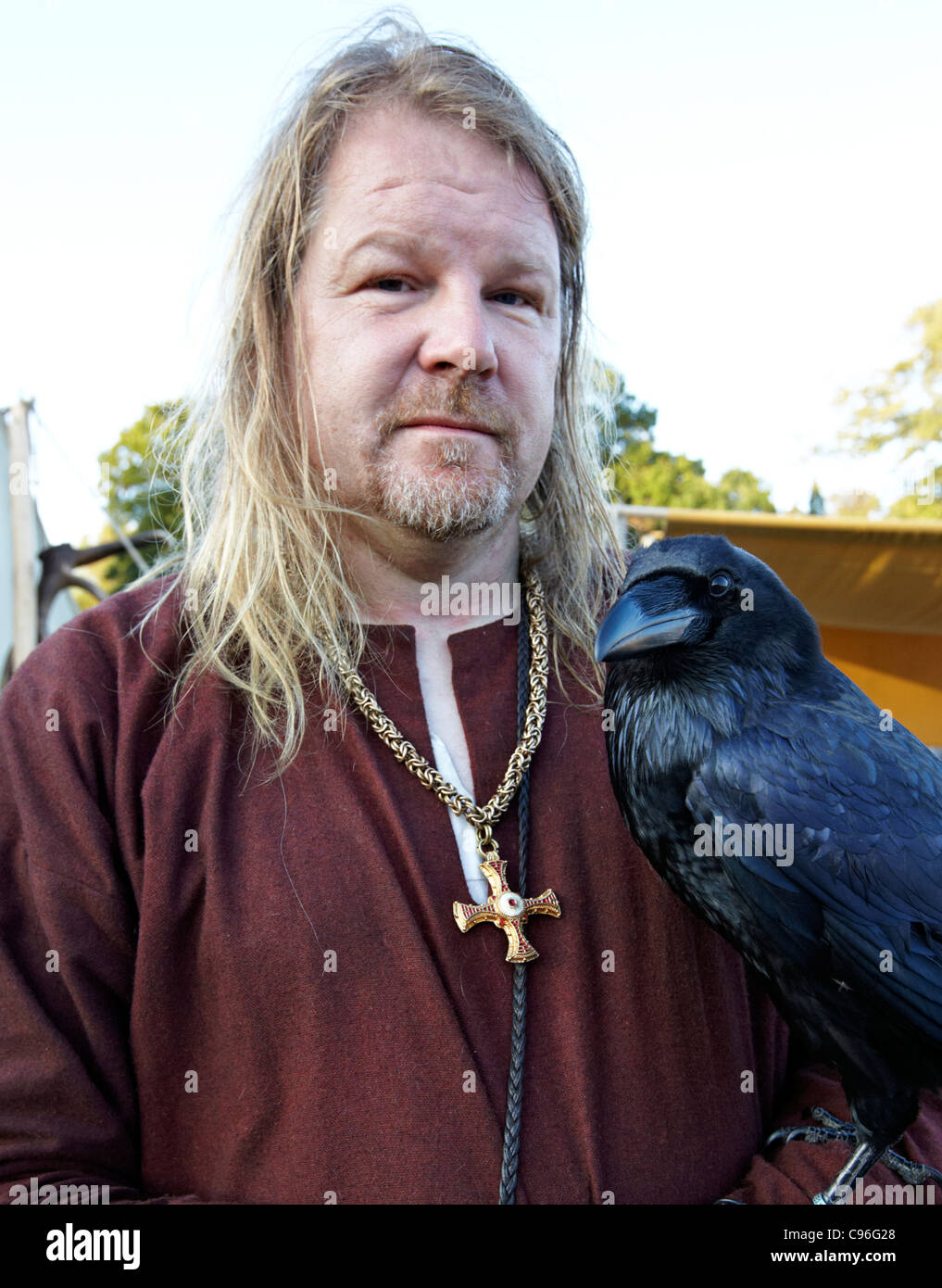 Medieval Man With A Rook Battle East Sussex Stock Photo - Alamy
