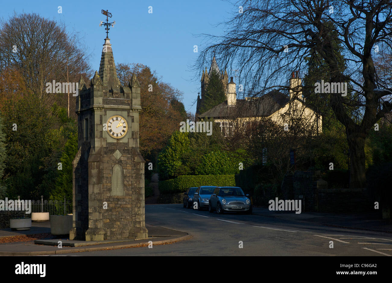 The Baddeley Memorial Clock, in Windermere town, Lake District National ...