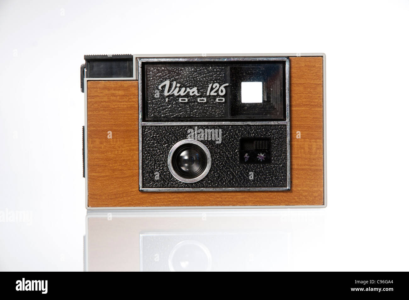 An old viva 126 snapshot camera in a fake wood finish photographed ...