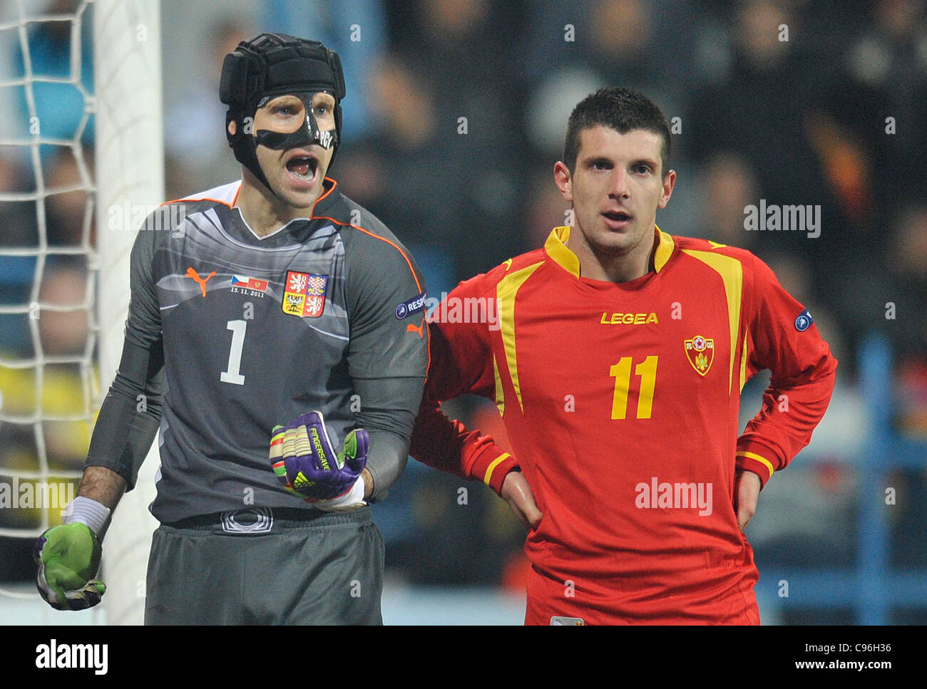 Czech national soccer goalkeeper Petr Cech and Fatos Beciraj of ...
