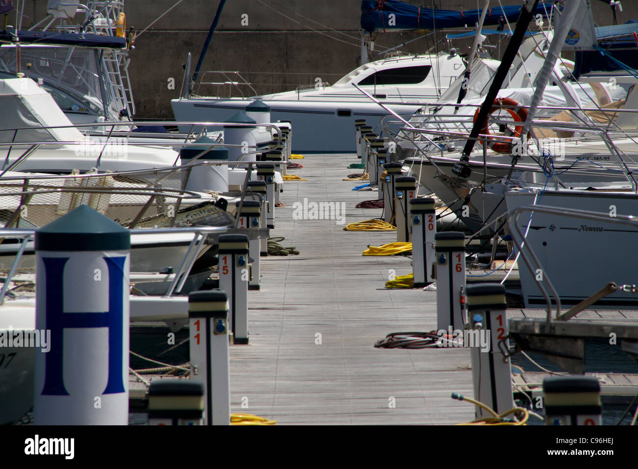 Puerto Calero Marina Lanzarote harbour boats Stock Photo - Alamy