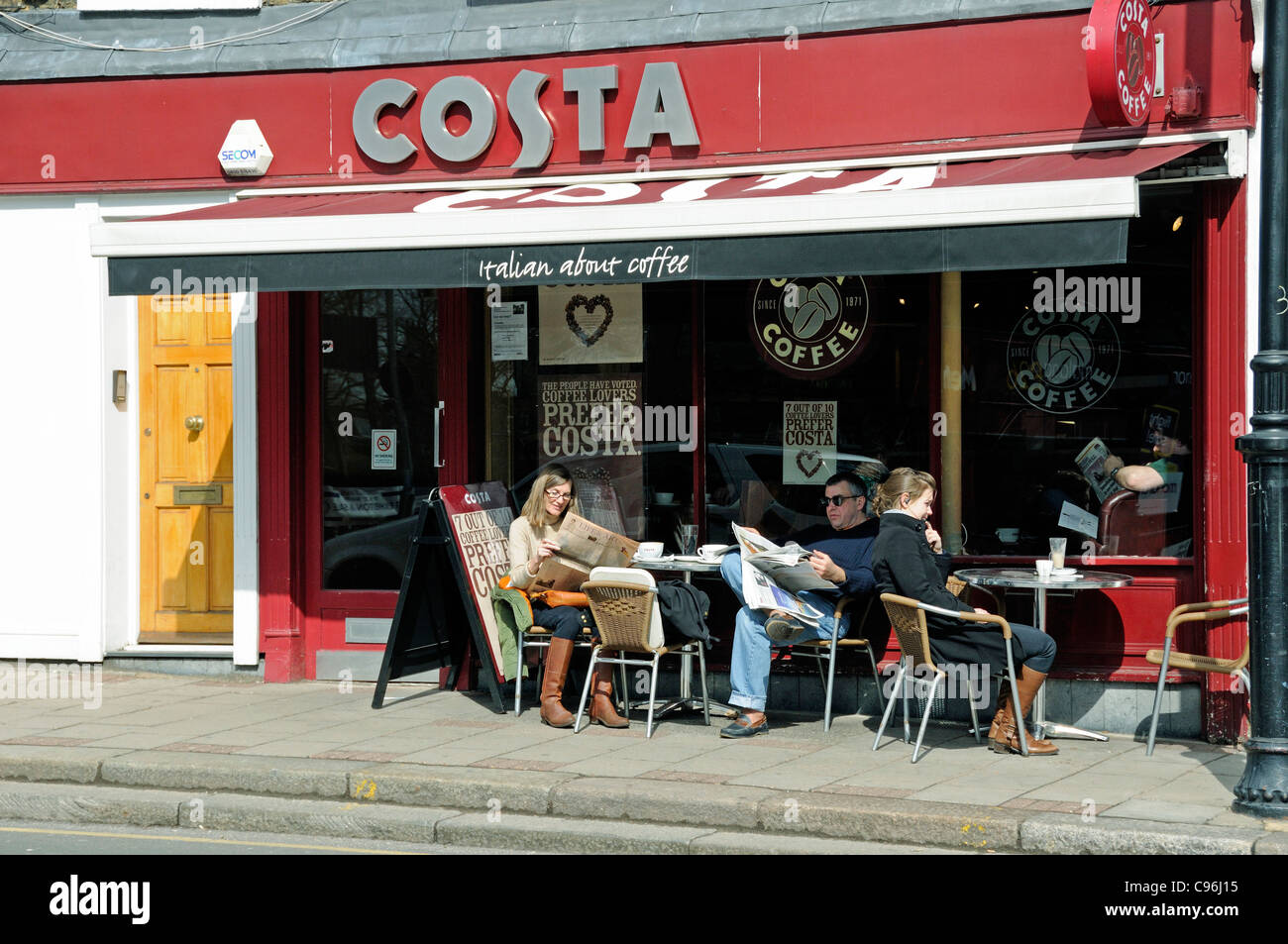 People outside Costa Highgate Village London England UK Stock Photo - Alamy