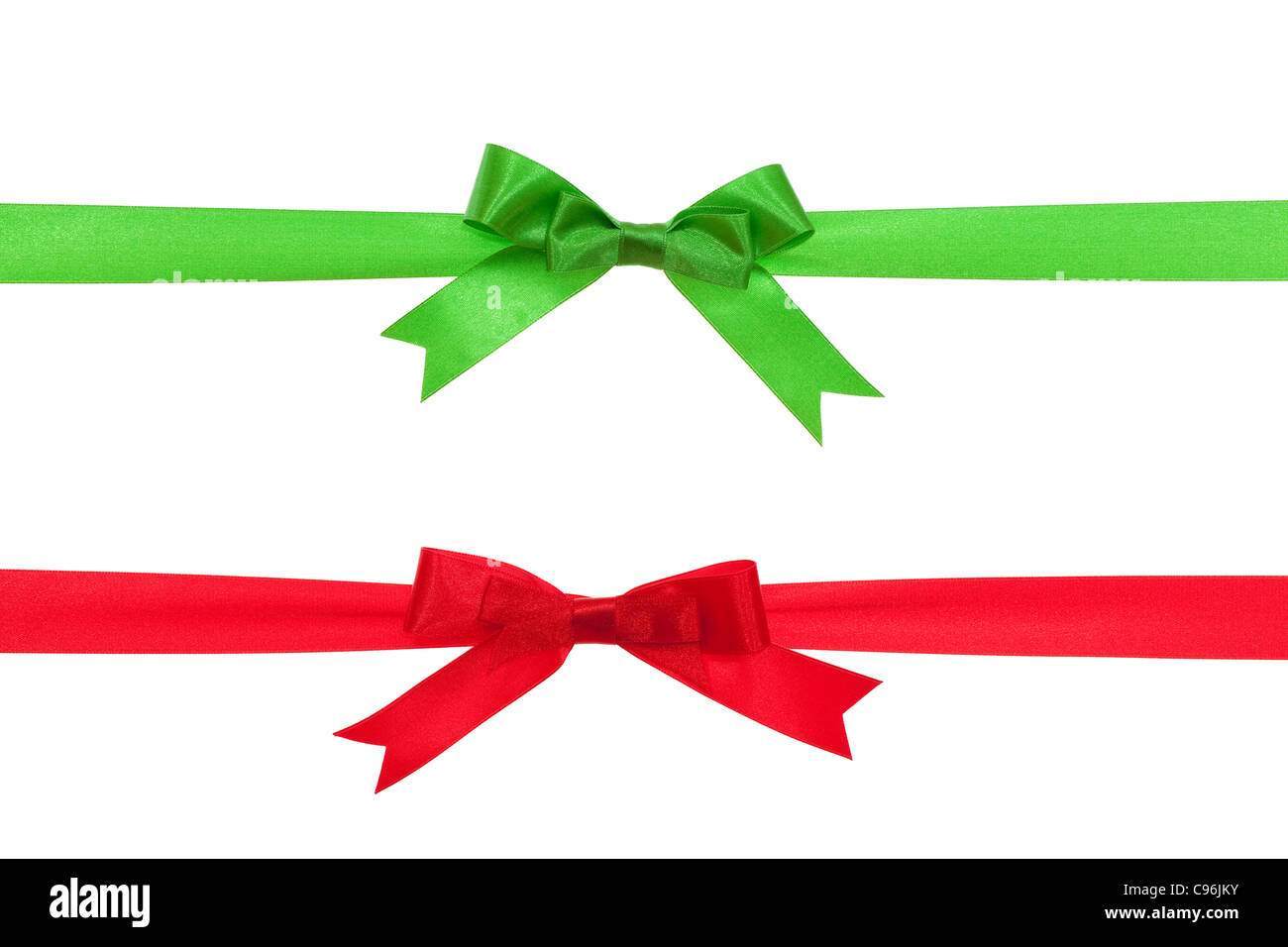 green and red ribbon with bow on gift Stock Photo - Alamy