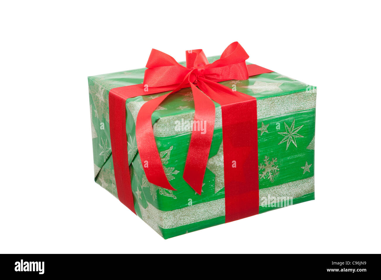 Gift box ribbon red Cut Out Stock Images & Pictures - Alamy