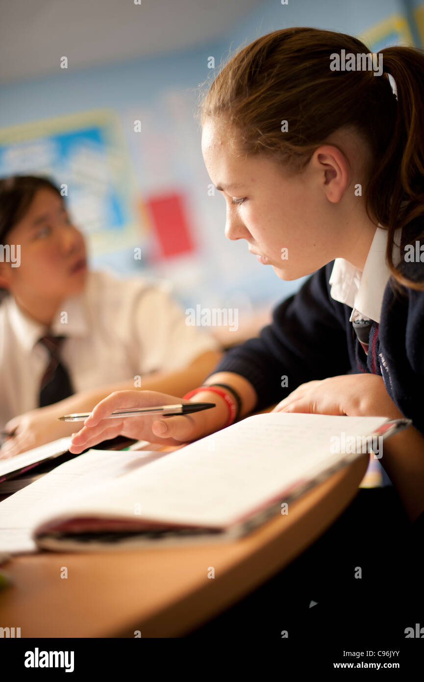 Secondary school children in class, Wales UK Stock Photo - Alamy