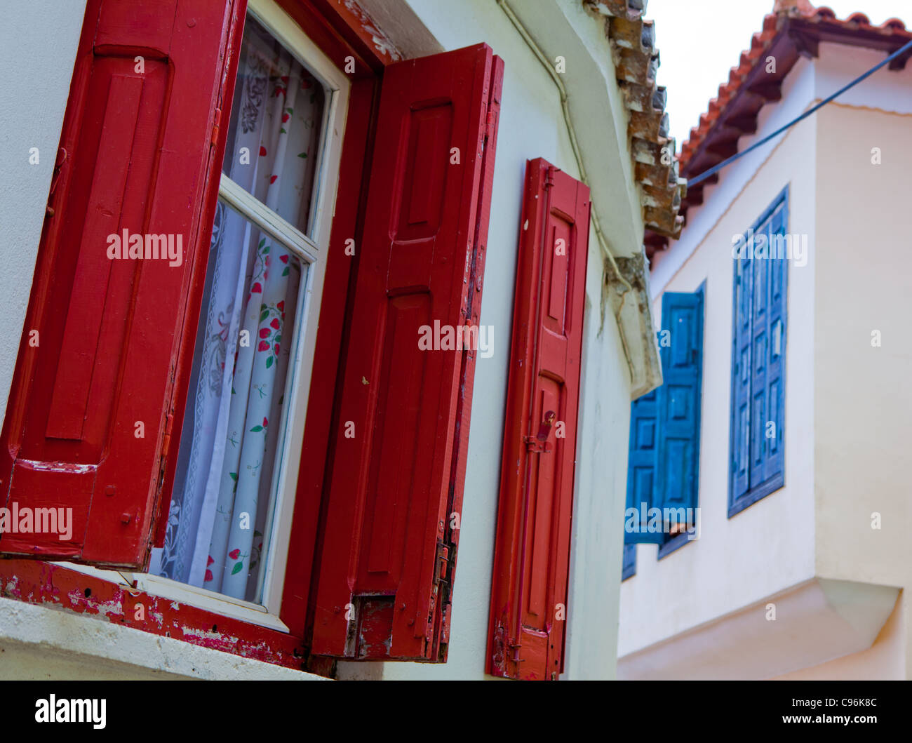 Shutters in Greek Village Stock Photo - Alamy