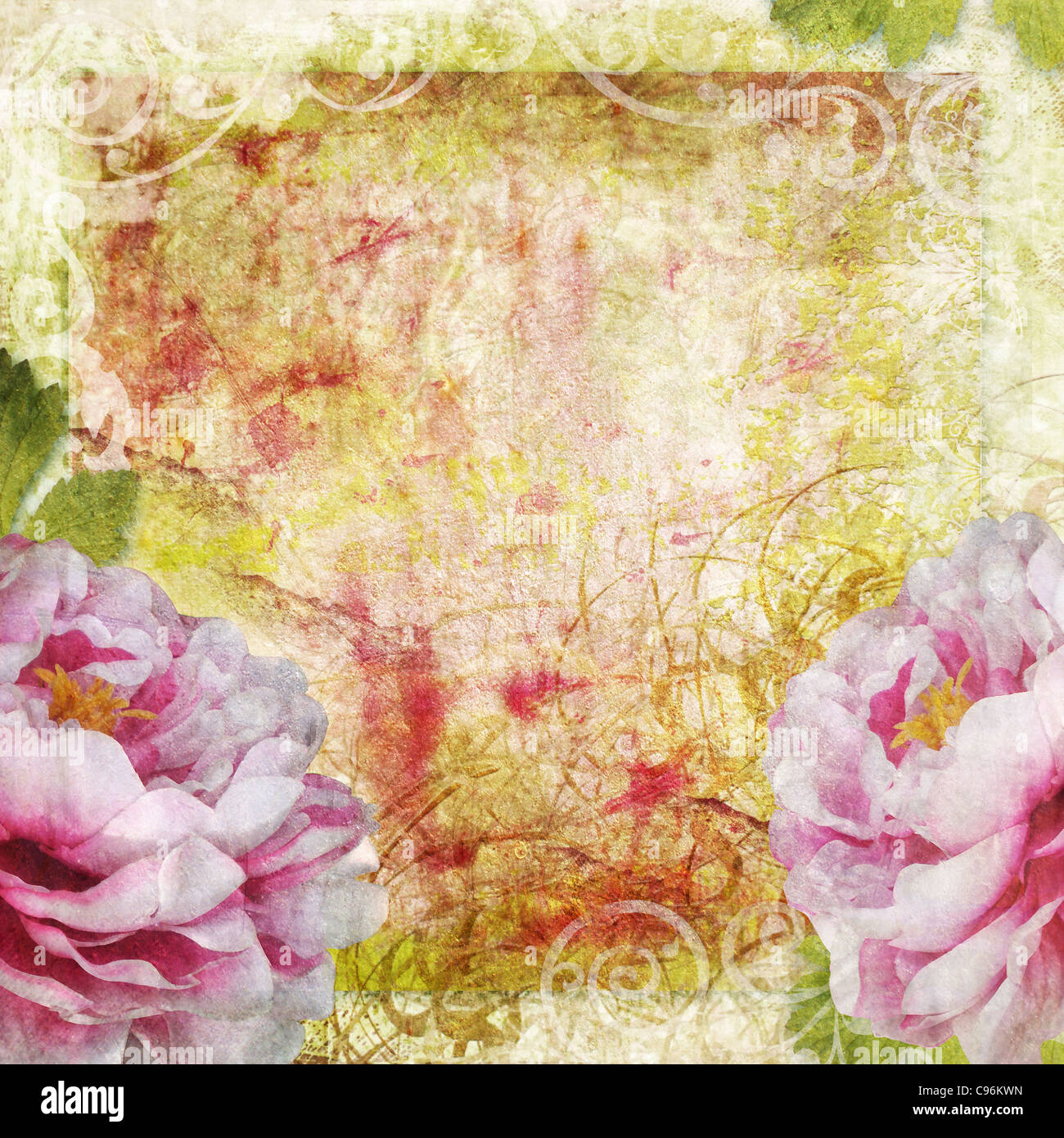 retro floral background in scrapbook style Stock Photo - Alamy