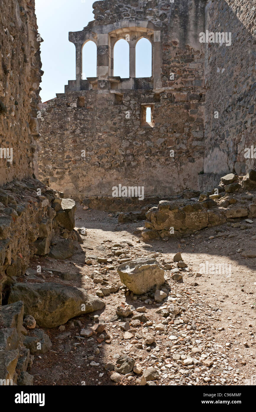 19th century Romantic false ruins, inside the Leiria Castle. Leiria ...