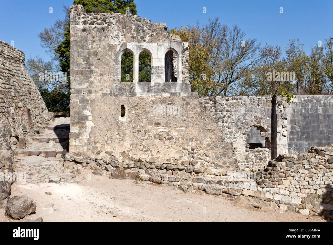 19th century Romantic false ruins, inside the Leiria Castle. Leiria ...