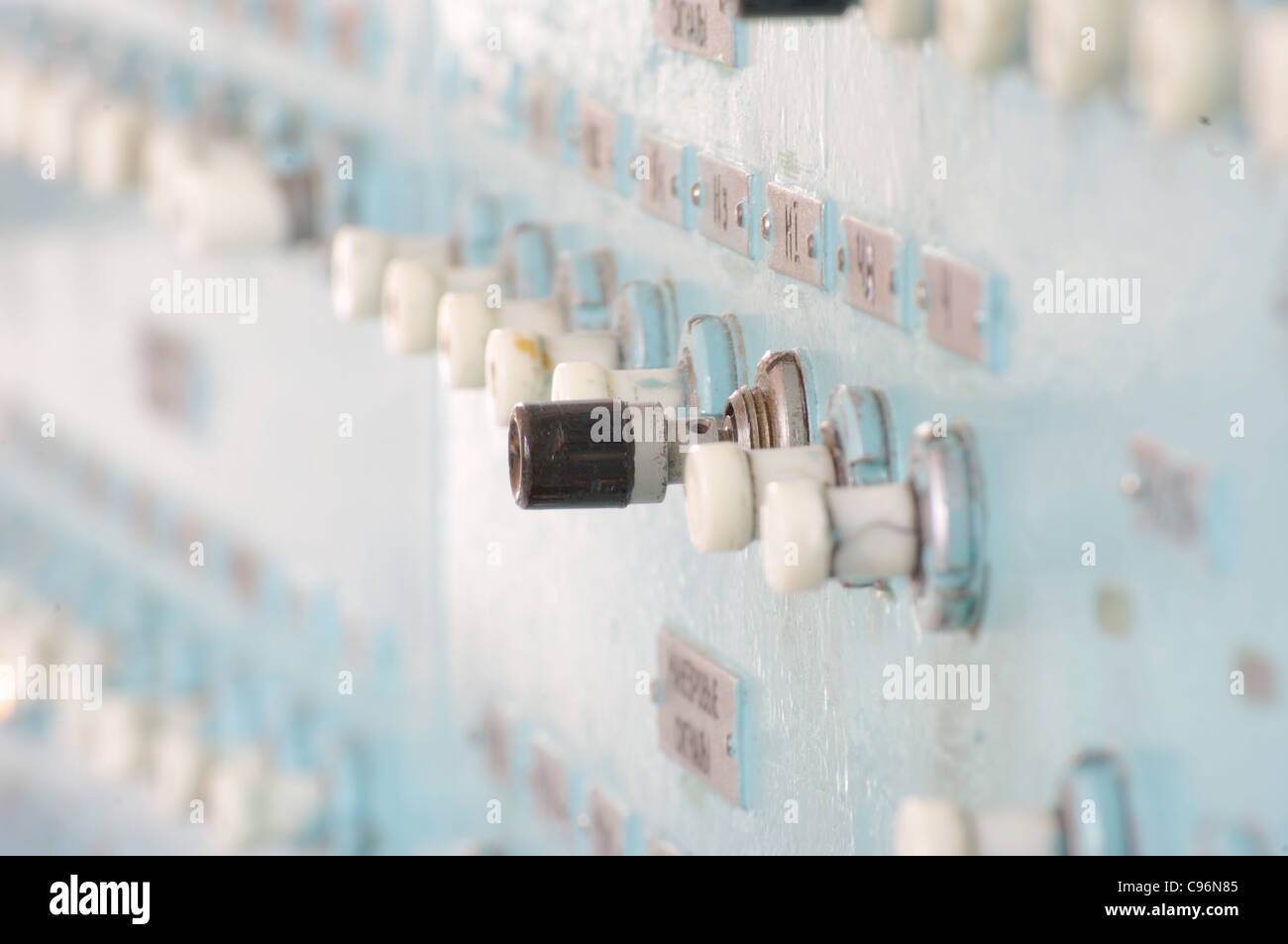 Control panels for the old railway station Stock Photo - Alamy