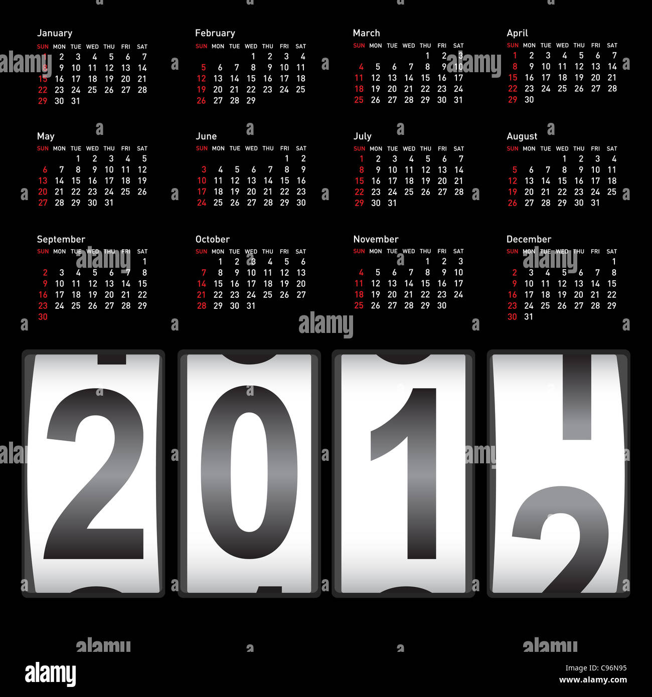 Calendar 2012 june august hi-res stock photography and images - Alamy