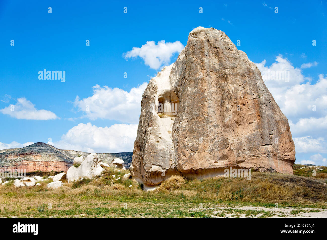 Limestone erosion in the foreground, mineral layers, geological ...