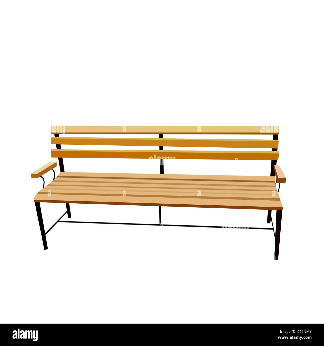 Realistic illustration of bench is isolated on white background. Vector ...