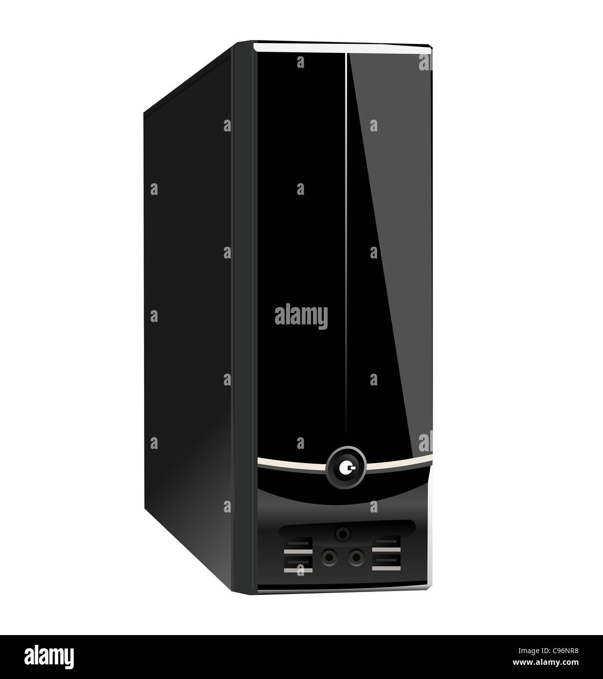 Realistic illustration of computer case isolated on white background ...