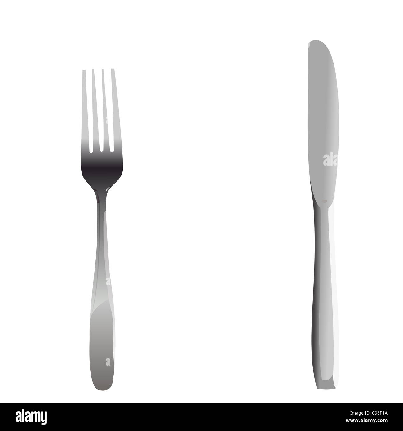 Realistic illustration set of fork and knife - vector Stock Photo - Alamy
