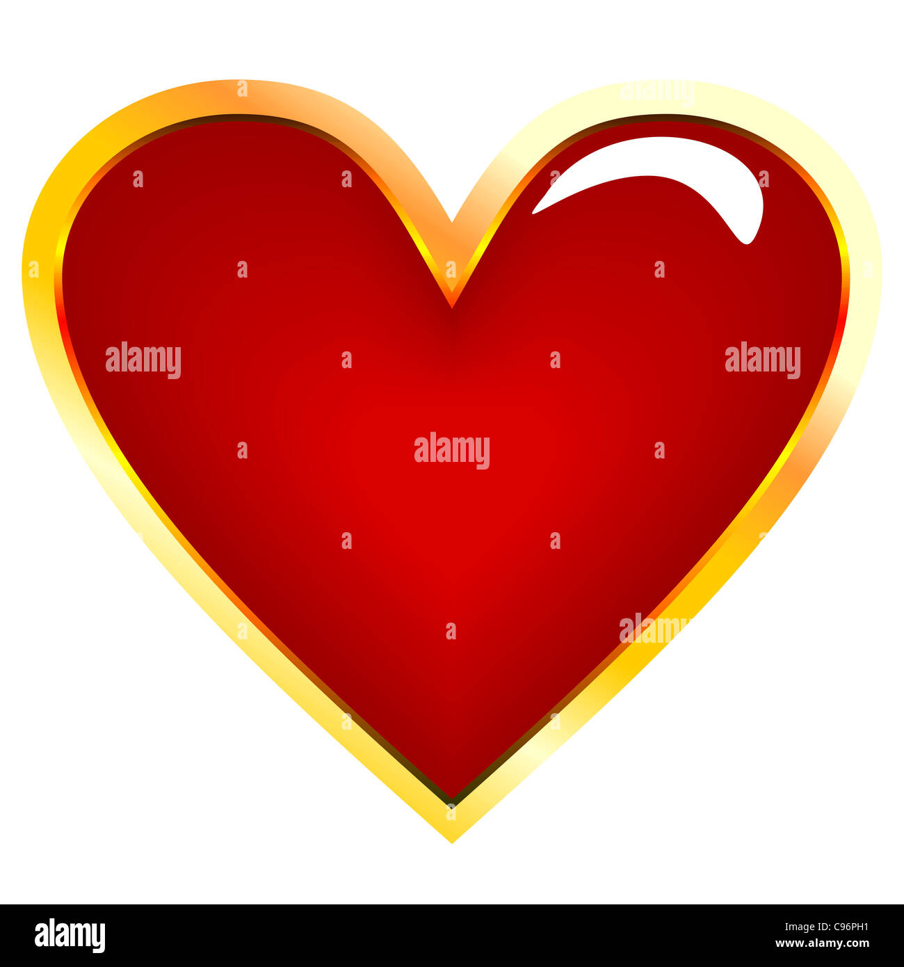 Realistic illustration of golden heart - vector Stock Photo - Alamy