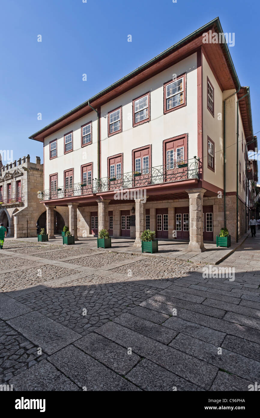 Medieval building in Oliveira Square, Guimares, Portugal. Unesco world ...