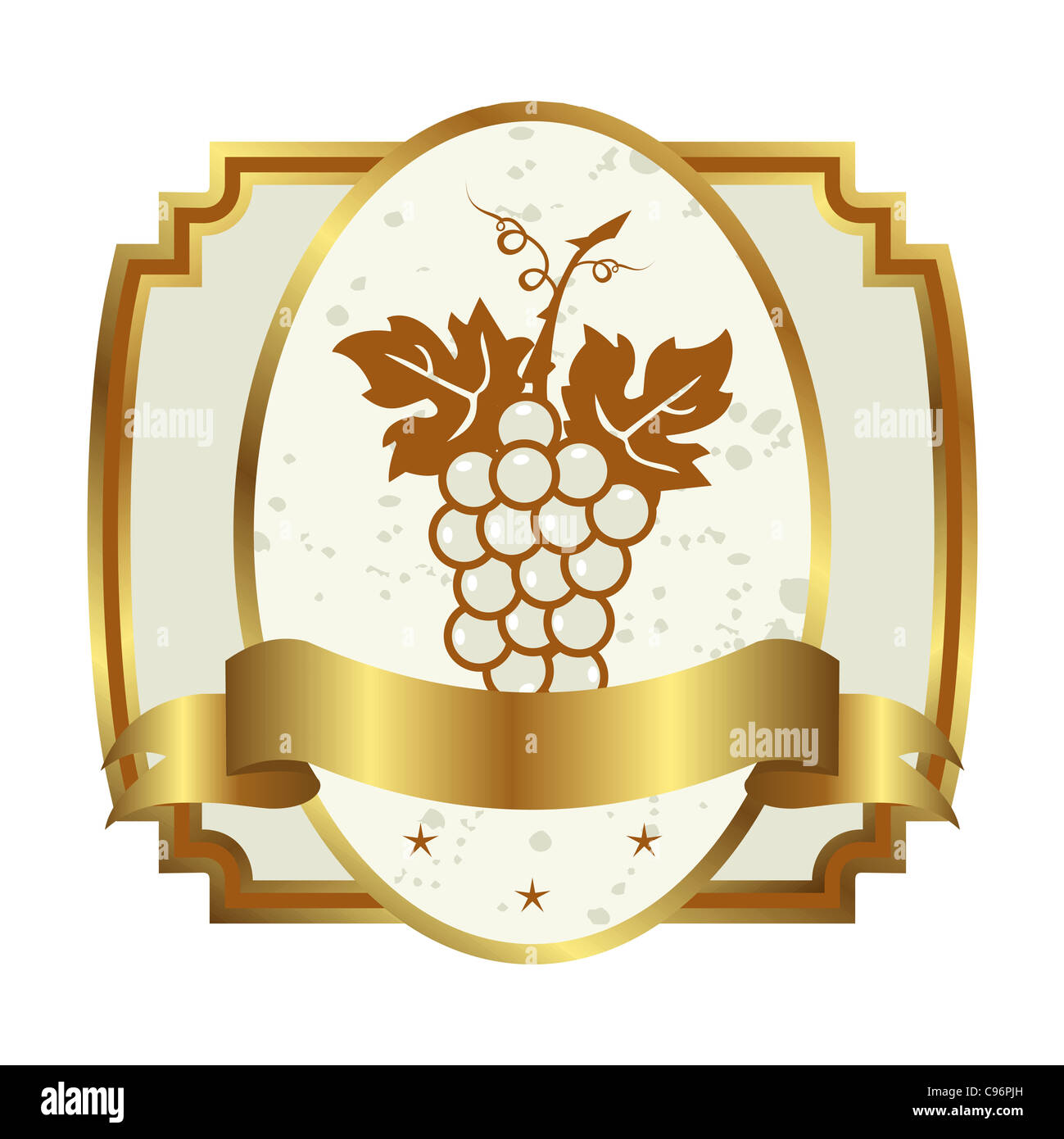 Illustration golden frame label with heraldic shield and grapevine for ...