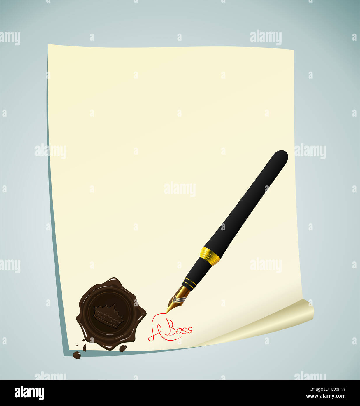 Illustration of hand-draw lettering on the paper roll Stock Photo - Alamy