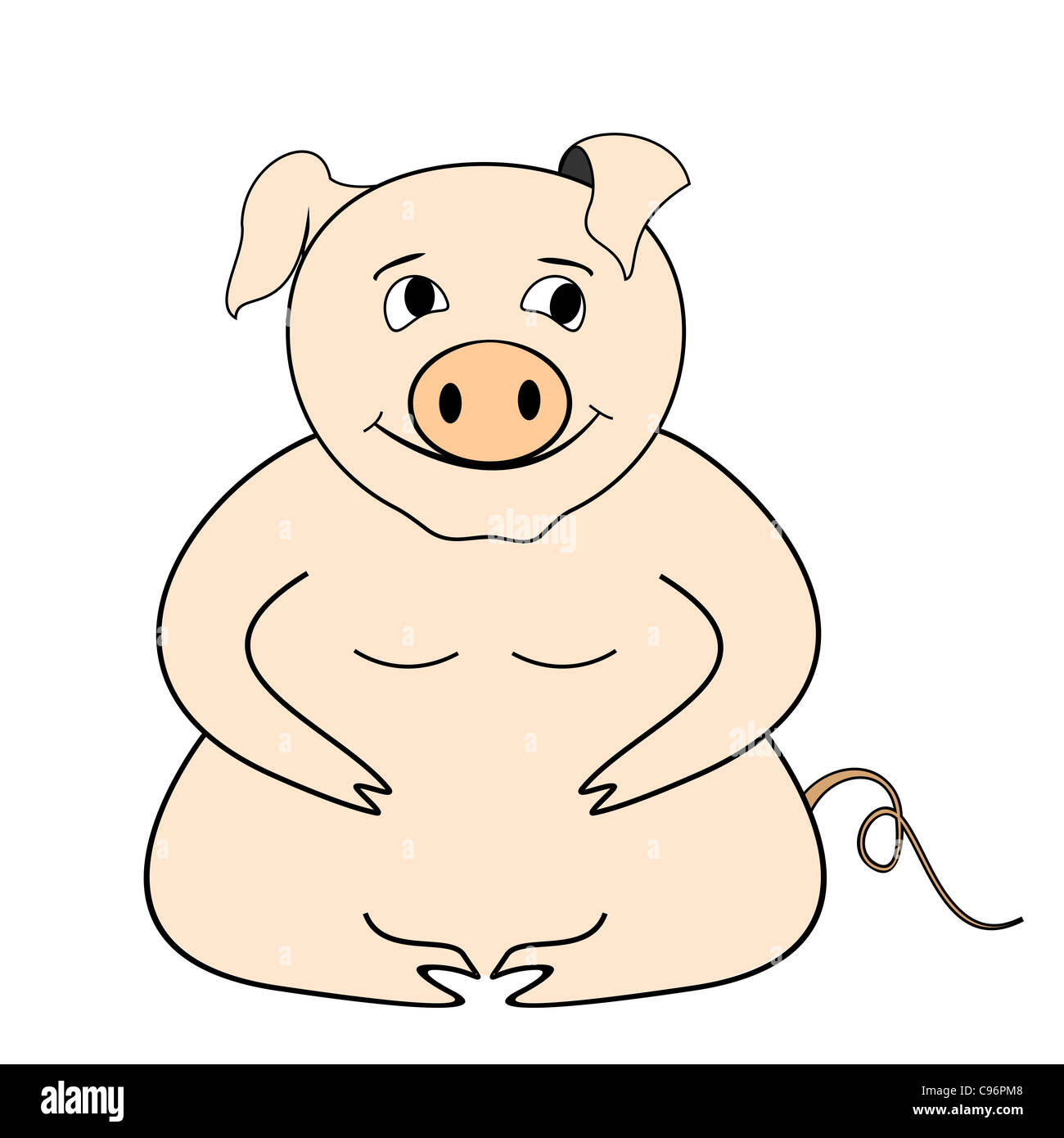 Cartoon illustration big pig Stock Photo - Alamy