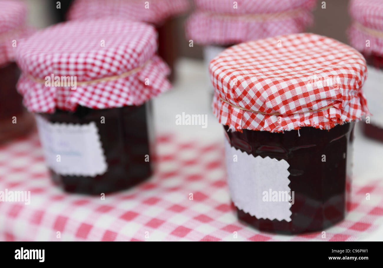 Image of jars of savory old-fashioned homemade jam on a table Stock ...