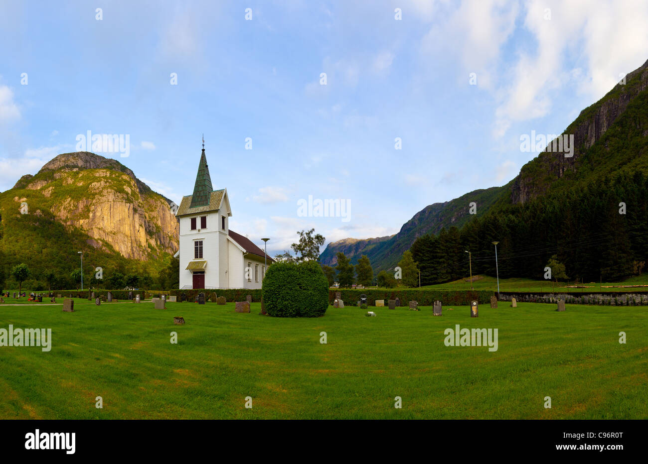 Lonely Church at the mountain scenery in Norway Stock Photo - Alamy