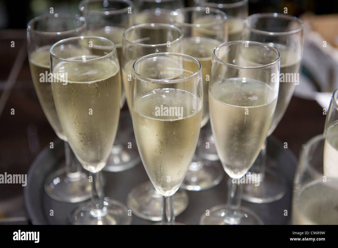 Champagne on a Tray Stock Photo - Alamy